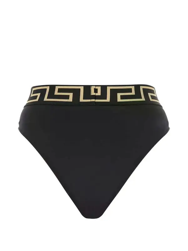 Versace Greca Border High-waisted Bikini Bottoms - Black