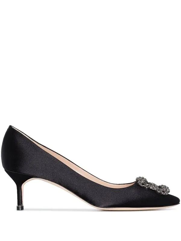 Manolo Blahnik Hangisi Crystal-buckle Heeled Pumps - Black