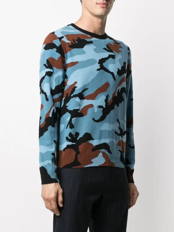 Valentino Garavani Intarsia Knit Camouflage Cashmere Jumper