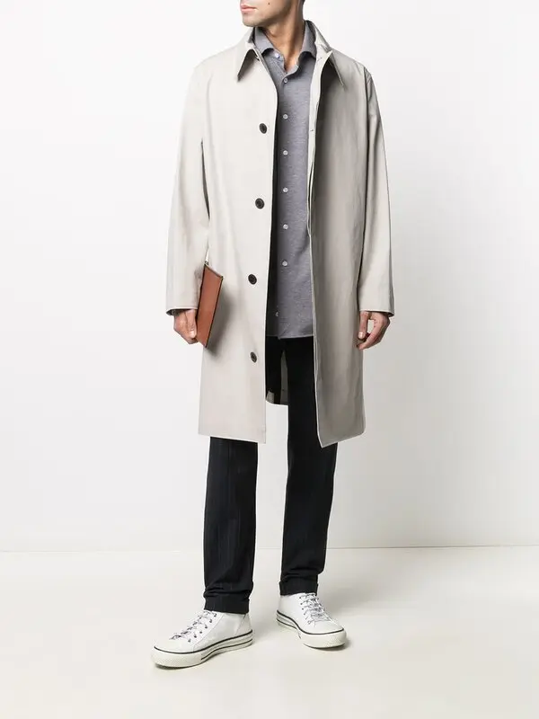 ORIAN Spread Collar Piqué Shirt - Grey