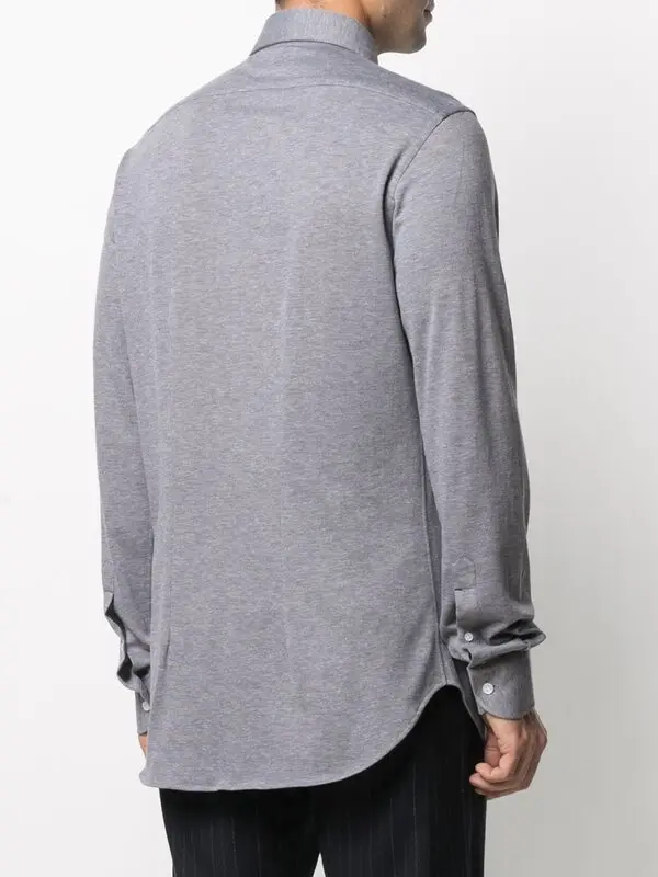 ORIAN Spread Collar Piqué Shirt - Grey