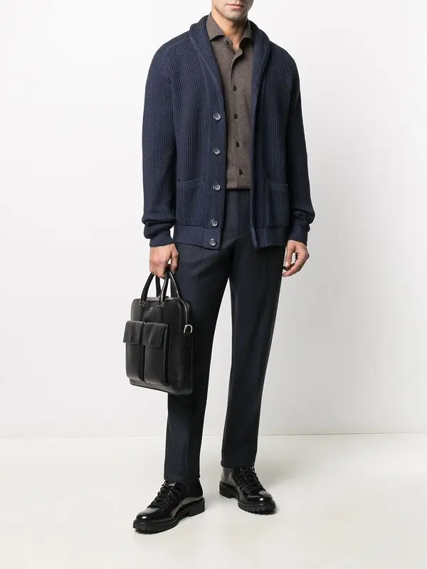 ORIAN Spread Collar Piqué Shirt - Brown