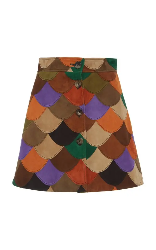 Miu Miu Scalloped Patchwork A-line Skirt - Multi