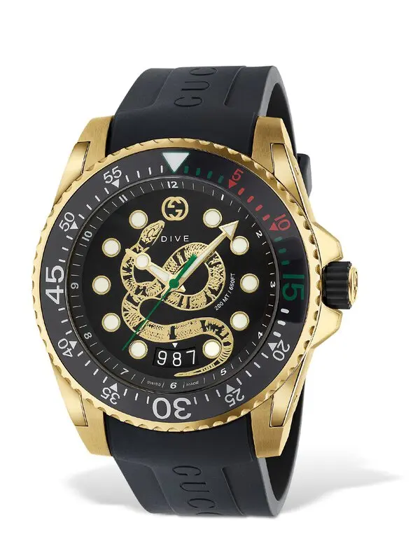 Gucci 45mm Dive Xl Snake Motif Watch