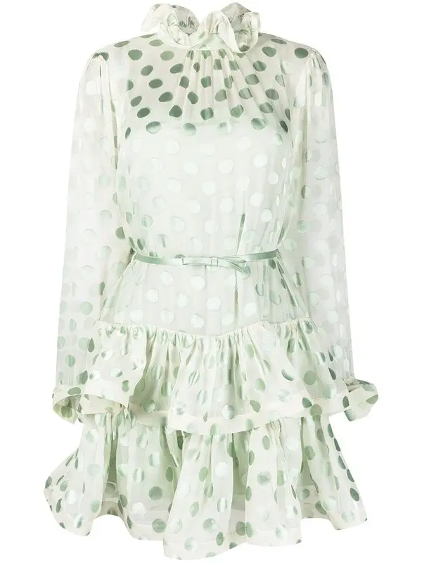 Zimmermann Sheer-Panel Polka-Dot Silk Dress In Green - 32% Off |  Editorialist