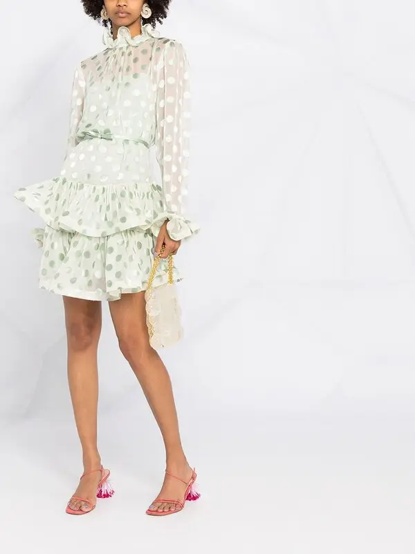 Zimmermann Sheer-Panel Polka-Dot Silk Dress In Green - 32% Off |  Editorialist