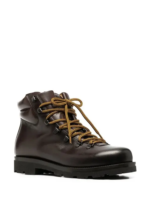 SCAROSSO Padded Ankle Lace-up Boots - Brown