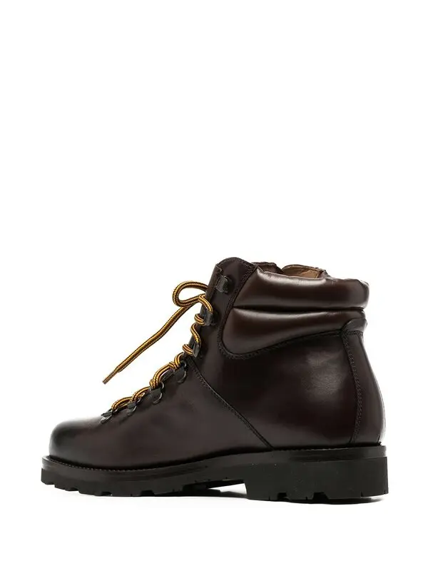 SCAROSSO Padded Ankle Lace-up Boots - Brown