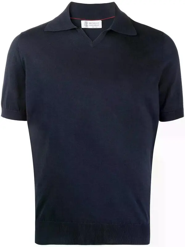 Brunello Cucinelli Rib-trimmed Cotton Polo Shirt - Blue