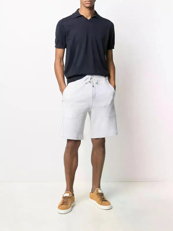 Brunello Cucinelli Rib-trimmed Cotton Polo Shirt - Blue