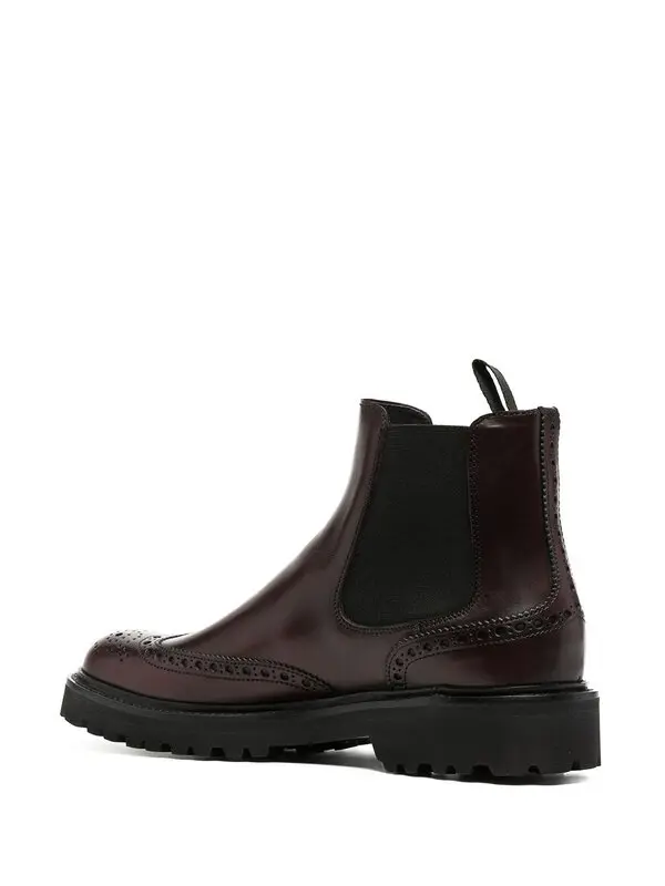 SCAROSSO Brogue Detail Chelsea Boots - Red