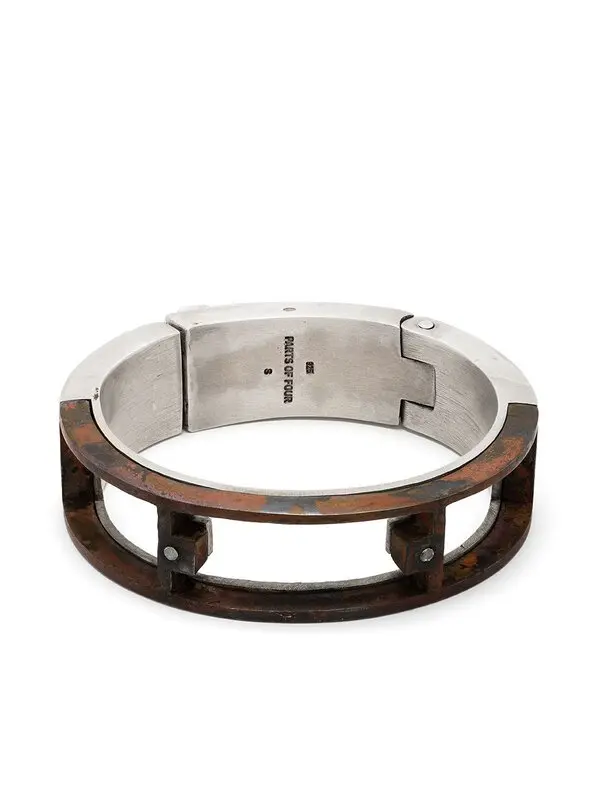 PARTS OF FOUR Two-tone Distressed Cuff Bracelet - Silver