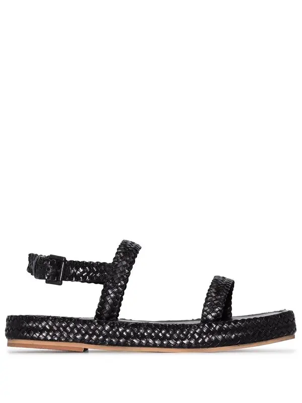 ST. AGNI Interwoven Strap Leather Sandals