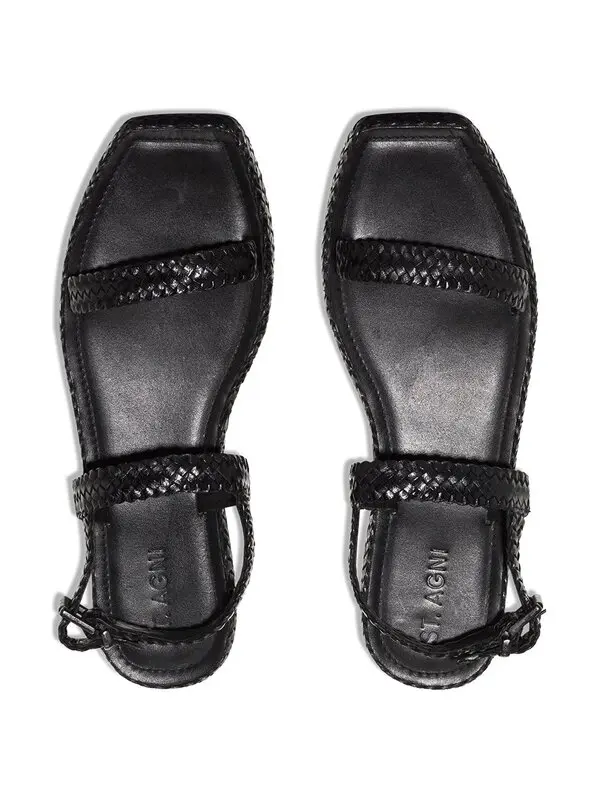 ST. AGNI Interwoven Strap Leather Sandals