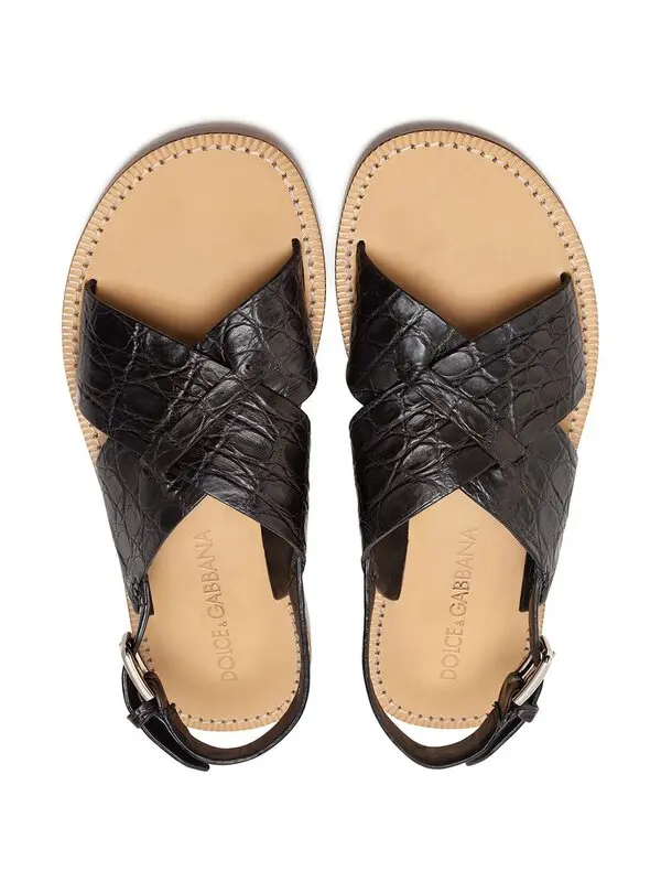 Dolce & Gabbana Crossover-strap Leather Sandals - Black