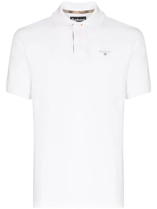 Barbour Tartan-trim Embroidered-logo Polo Shirt - White