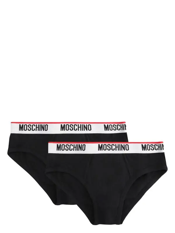 Moschino Logo-strap Briefs - Black