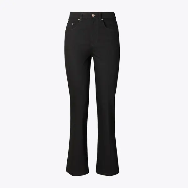 Tory Burch Cropped Flare Jean - Black