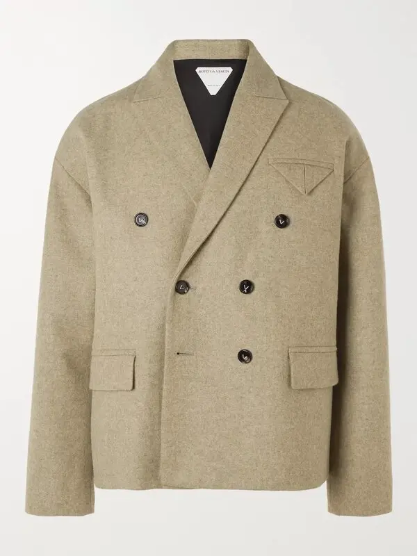 Bottega Veneta Double-Breasted Wool-Blend Suit Jacket - Neutrals
