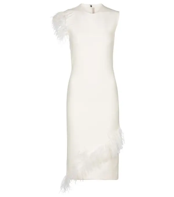 CHRISTOPHER KANE Feather-trimmed Wool-blend Dress