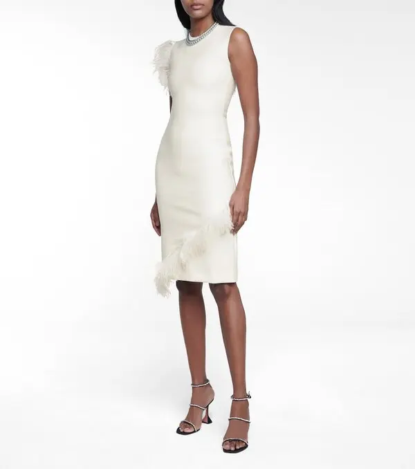 CHRISTOPHER KANE Feather-trimmed Wool-blend Dress