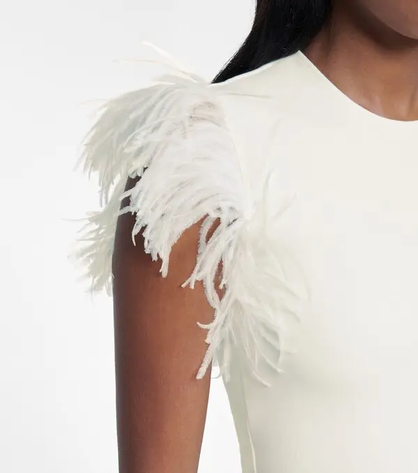 CHRISTOPHER KANE Feather-trimmed Wool-blend Dress