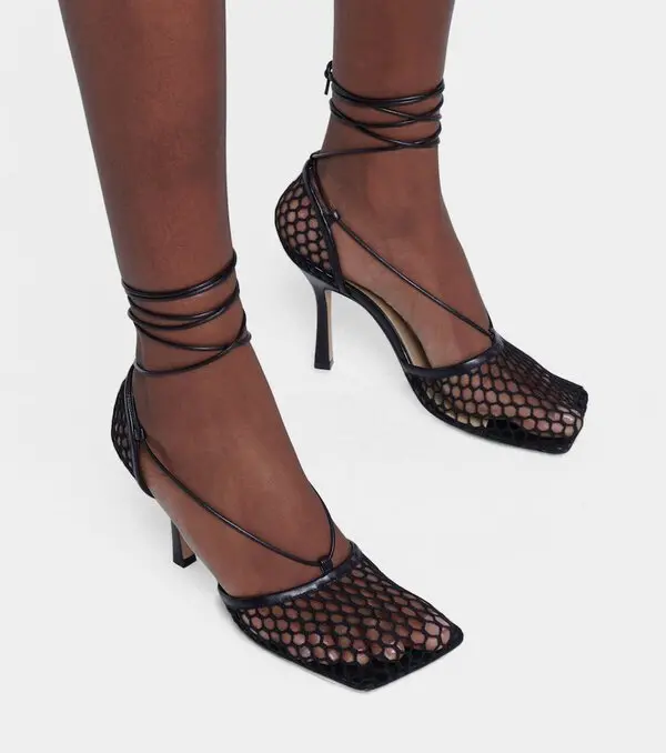 Bottega Veneta Stretch Leather-trimmed Mesh Pumps - Black