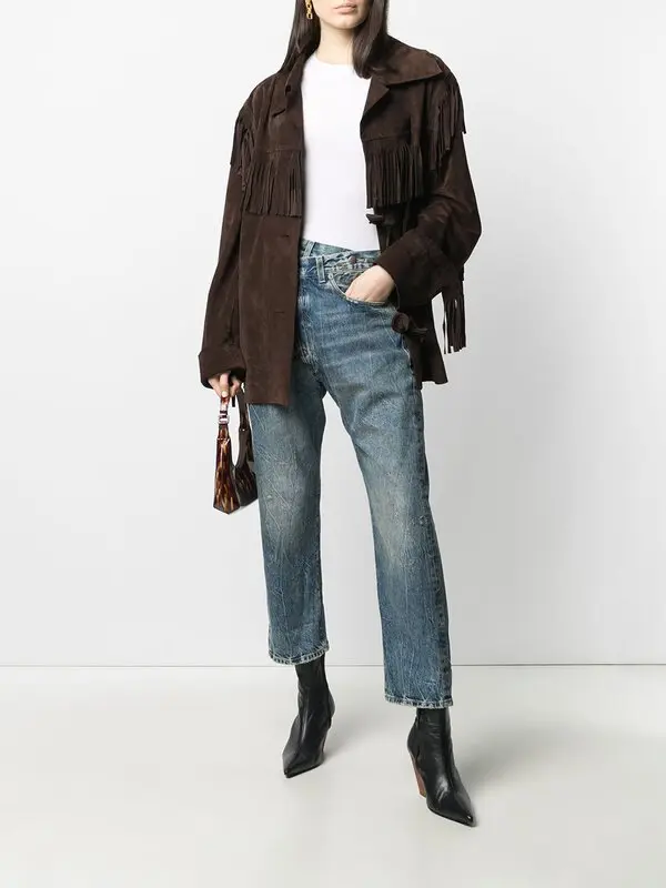 R13 Crossover High-rise Cropped Jeans - Blue