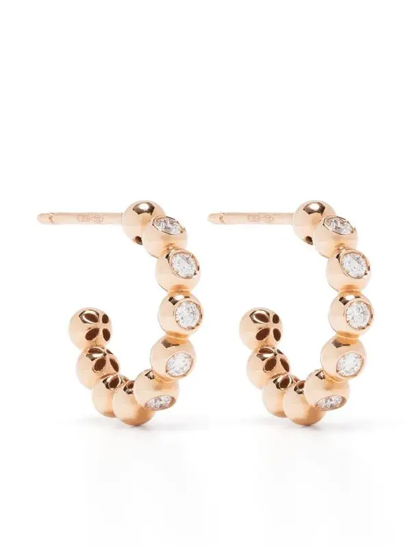 PRAGNELL 18kt Rose Gold Bohemia Diamond Hoop Earrings - Pink