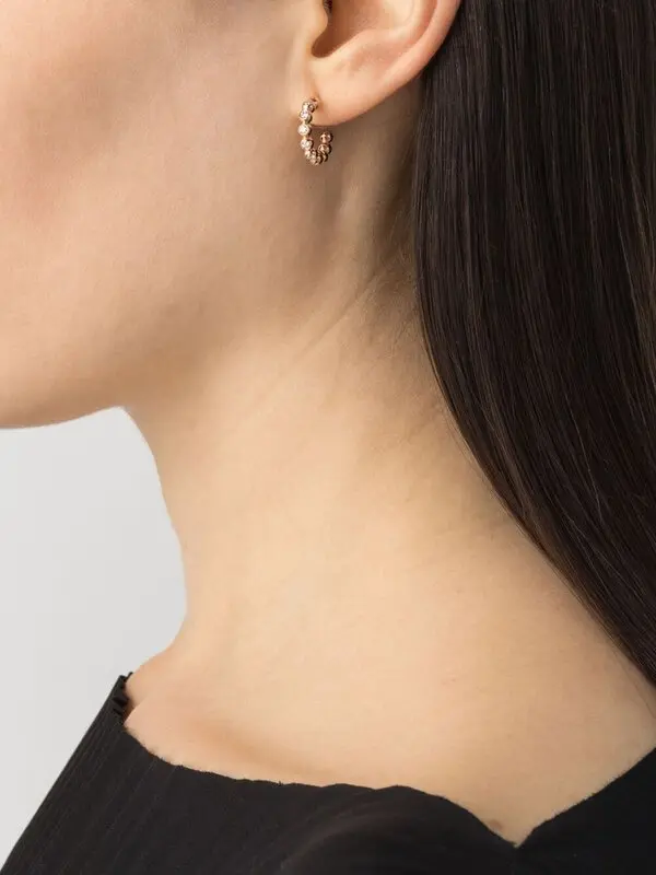PRAGNELL 18kt Rose Gold Bohemia Diamond Hoop Earrings - Pink