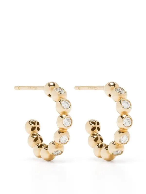 PRAGNELL 18kt Yellow Diamond Bohemia Hoop Earrings - Gold