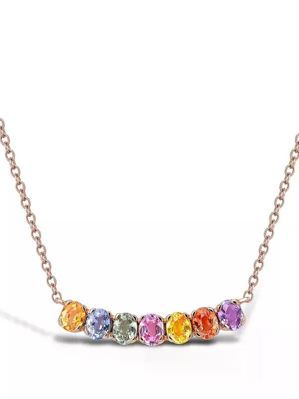 PRAGNELL 18kt Rose Gold Rainbow Sapphire Pendant Necklace - Pink