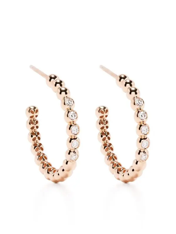 PRAGNELL 18kt Rose Gold Bohemia Diamond Hoop Earrings - Pink