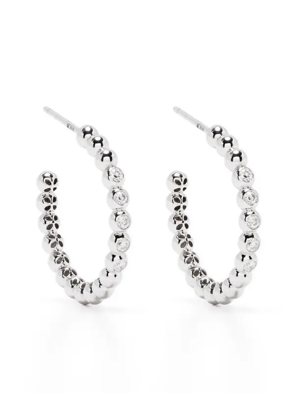 PRAGNELL 18kt White Gold Diamond Hoop Earrings - Silver