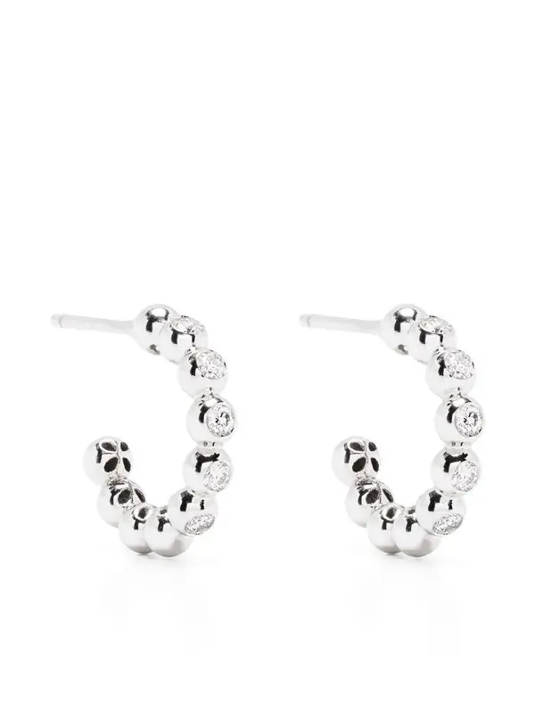 PRAGNELL 18kt White Gold Bohemia Diamond Hoop Earrings - Silver