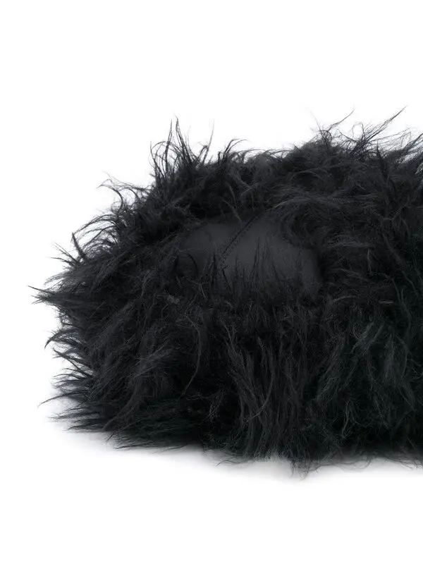 Prada Faux-Fur Flap Cap - Black | Editorialist display picture 1