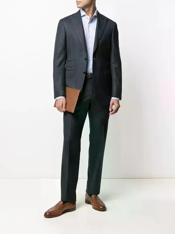 XACUS Spread-collar Cotton Shirt - Blue