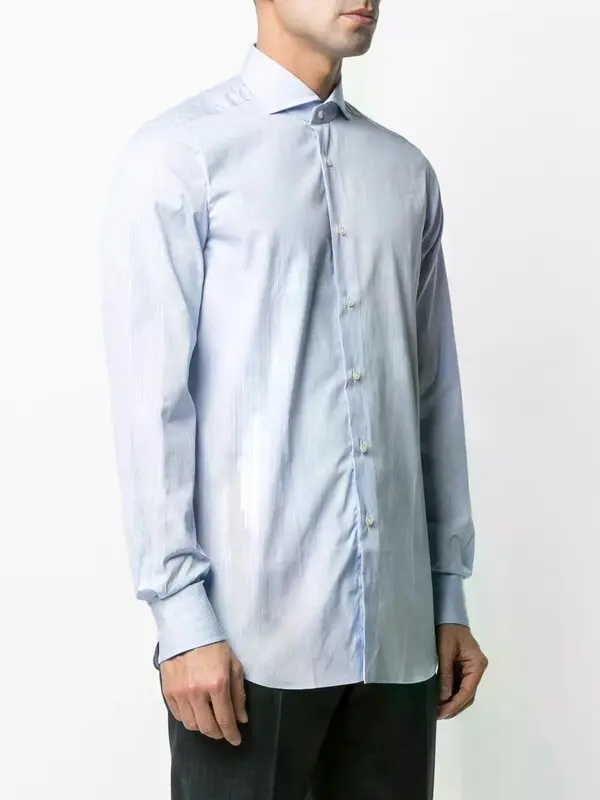 XACUS Spread-collar Cotton Shirt - Blue