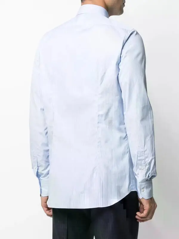 XACUS Spread-collar Cotton Shirt - Blue