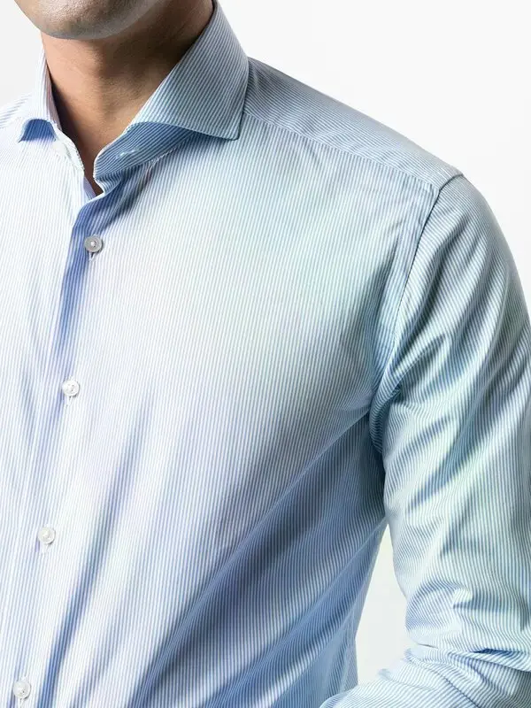 XACUS Spread-collar Cotton Shirt - Blue