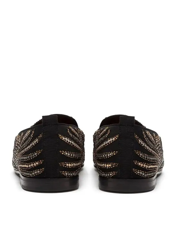 Dolce & Gabbana Embroidered Canvas Slippers - Black