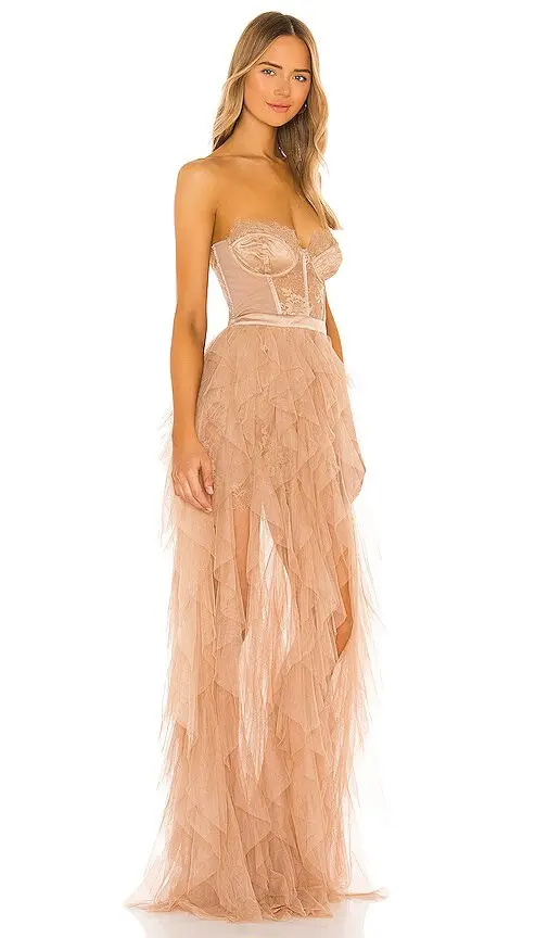 For Love & Lemons Bustier Gown - Warm Taupe