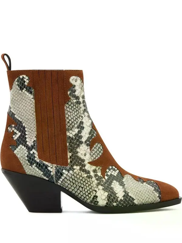GIUSEPPE ZANOTTI Snakeskin-effect Ankle Boots - Brown