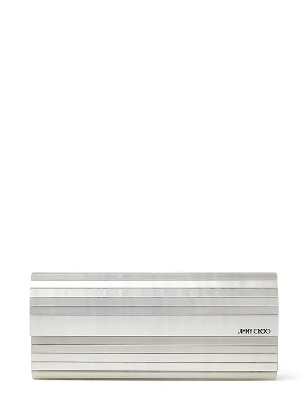 JIMMY CHOO Mother Of Pearl Ribbed Clutch Bag - White