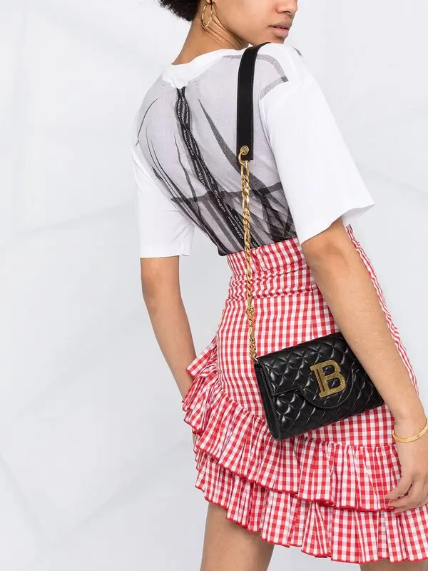 Balmain Plaid Cotton Poplin Skirt
