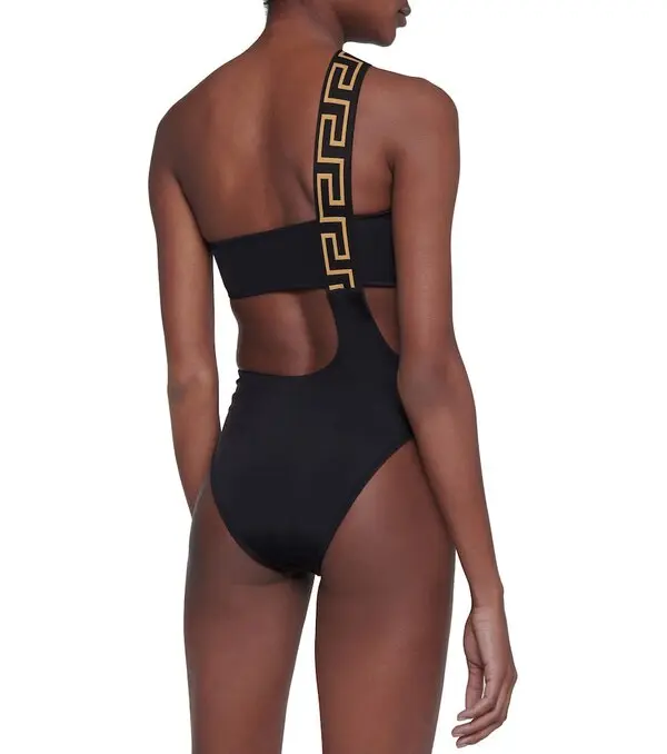 Versace Greca One-shoulder Swimsuit