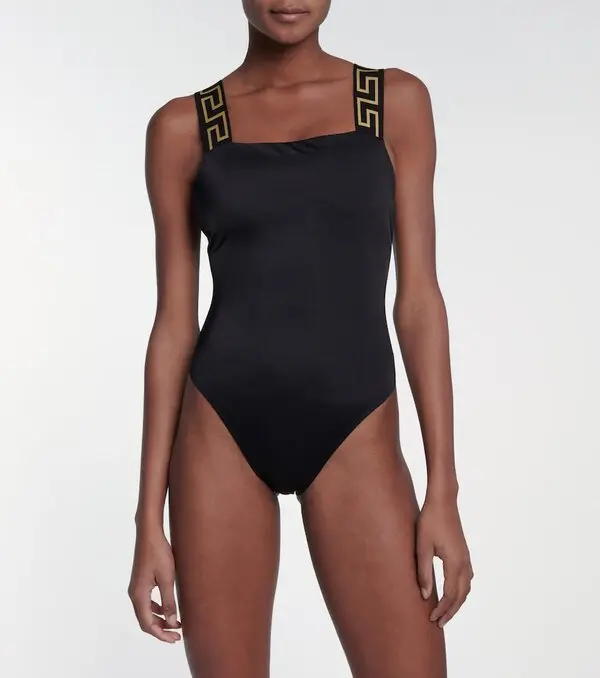 Versace Greca One-shoulder Swimsuit