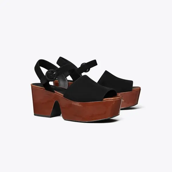 Tory Burch Platform Sandal - Perfect Black/plum