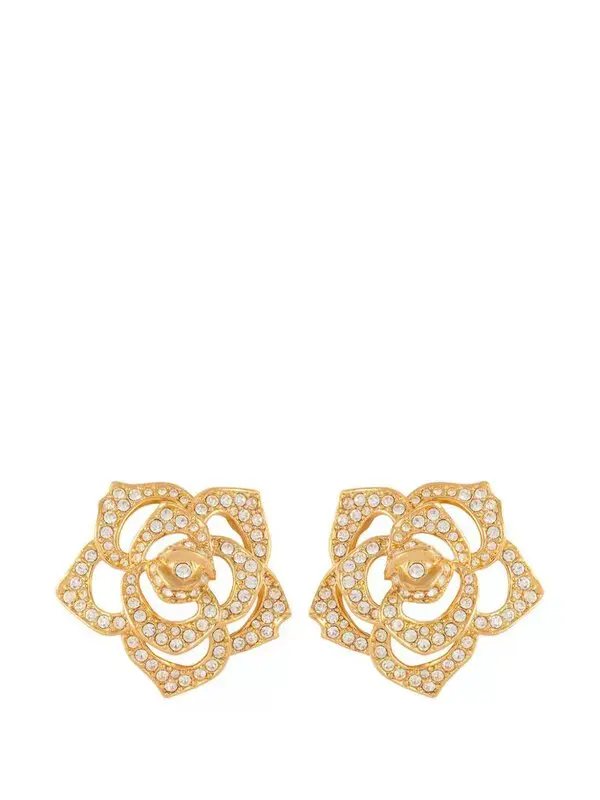 SUSAN CAPLAN 1990's Flower Earrings - Gold
