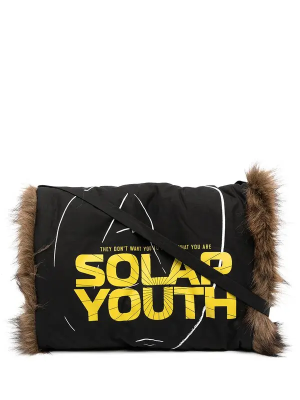 Raf Simons Solar Youth Print Shoulder Bag In Black - 25% Off